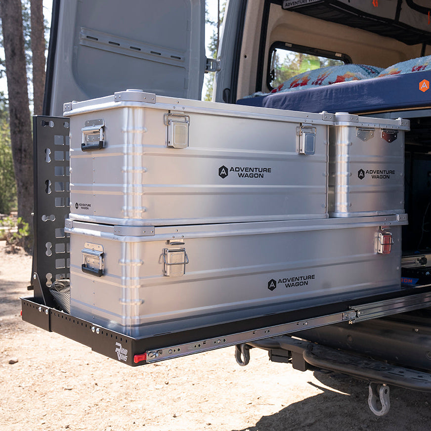 Camper Van Hard Storage - AUX Box Aluminum Slide-Out Cases